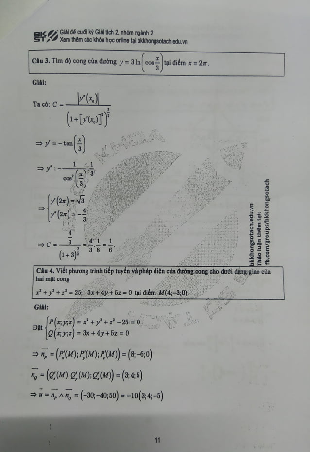 Đề thi cuối kỳ giải tích 2 HUST | PDF