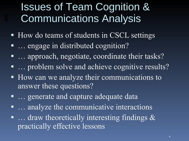 Computer-Supported Collaborative Learning (CSCL), Virtual Math Teams (VMT) and Group Cognition | PPT