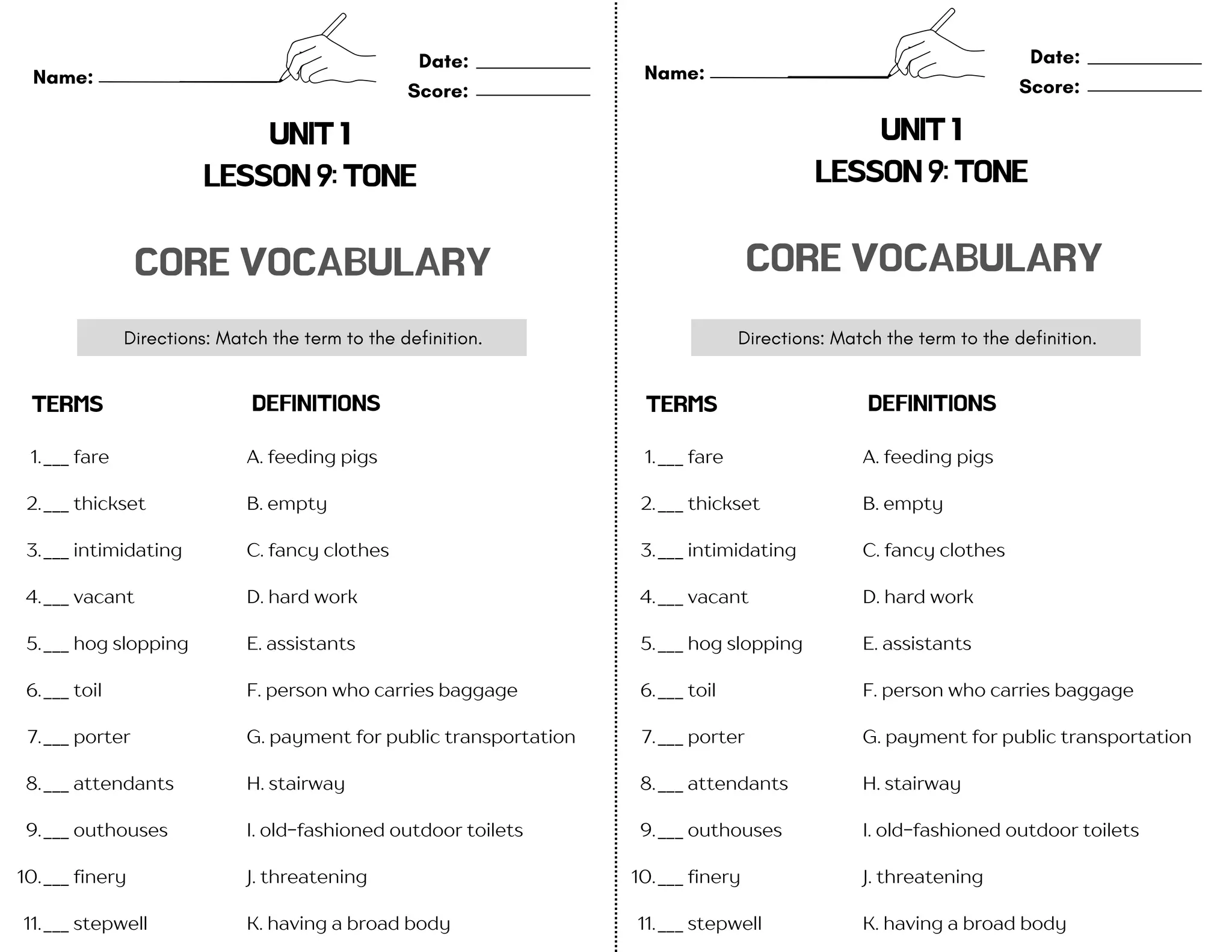 CKLA Unit 1 Vocabulary Quizzes - 5th Grade.pdf