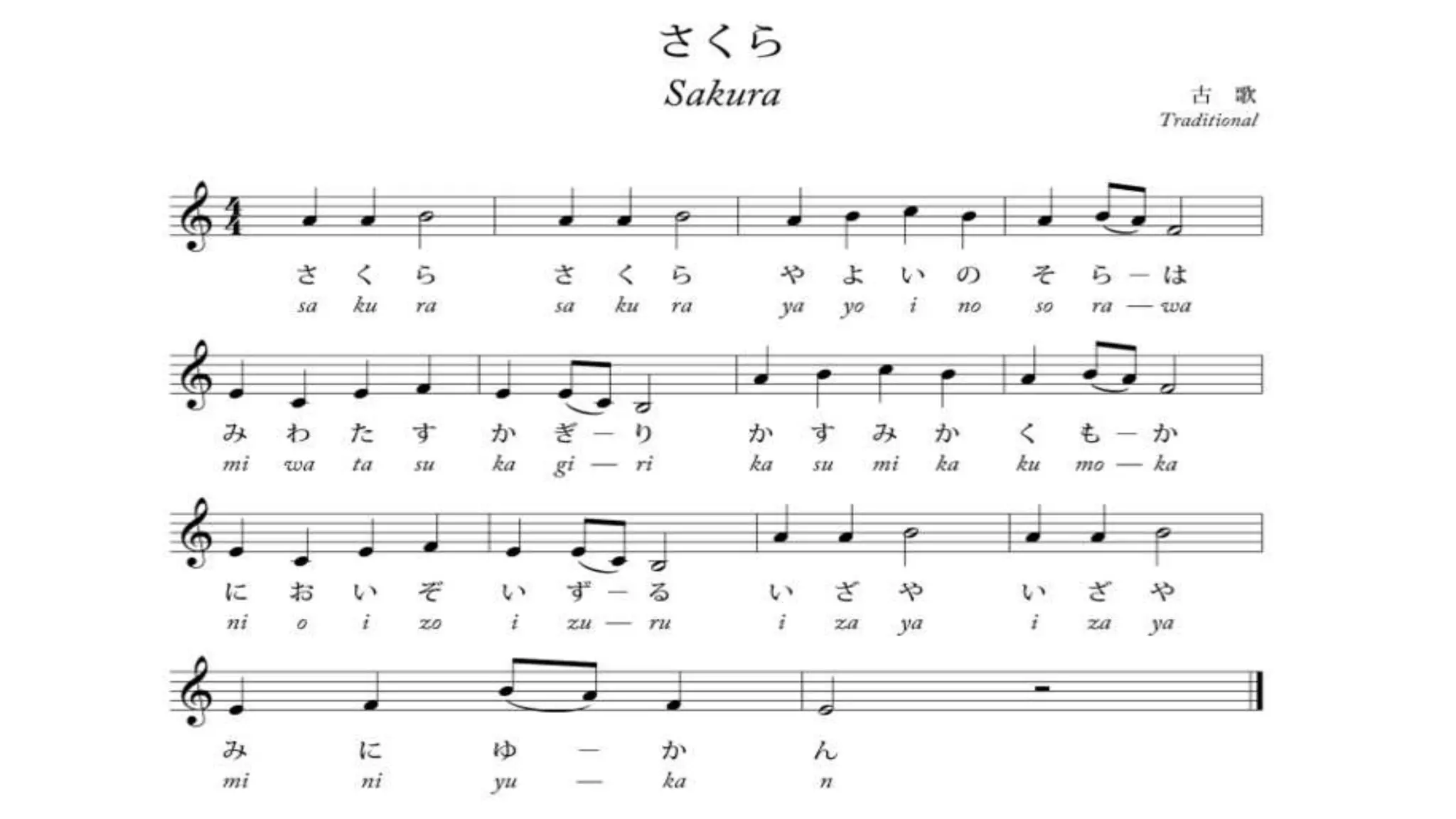 Sakura, Sakura "Cherry Blossoms" (Japanese Folk Song) For Grade 8 ...