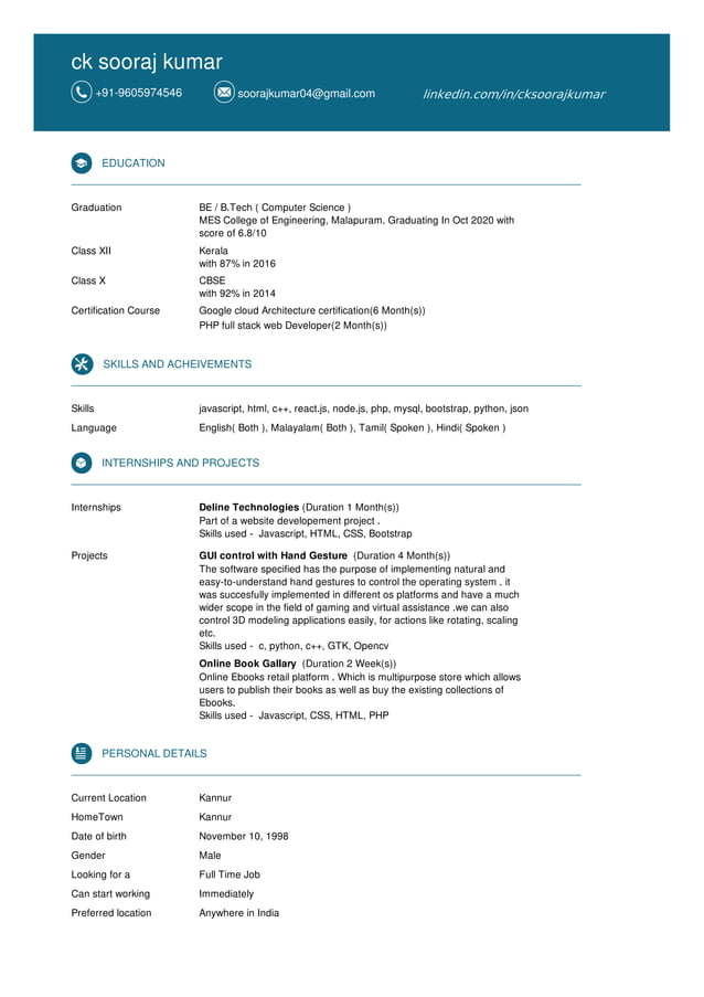 Ck sooraj kumar_resume | PDF