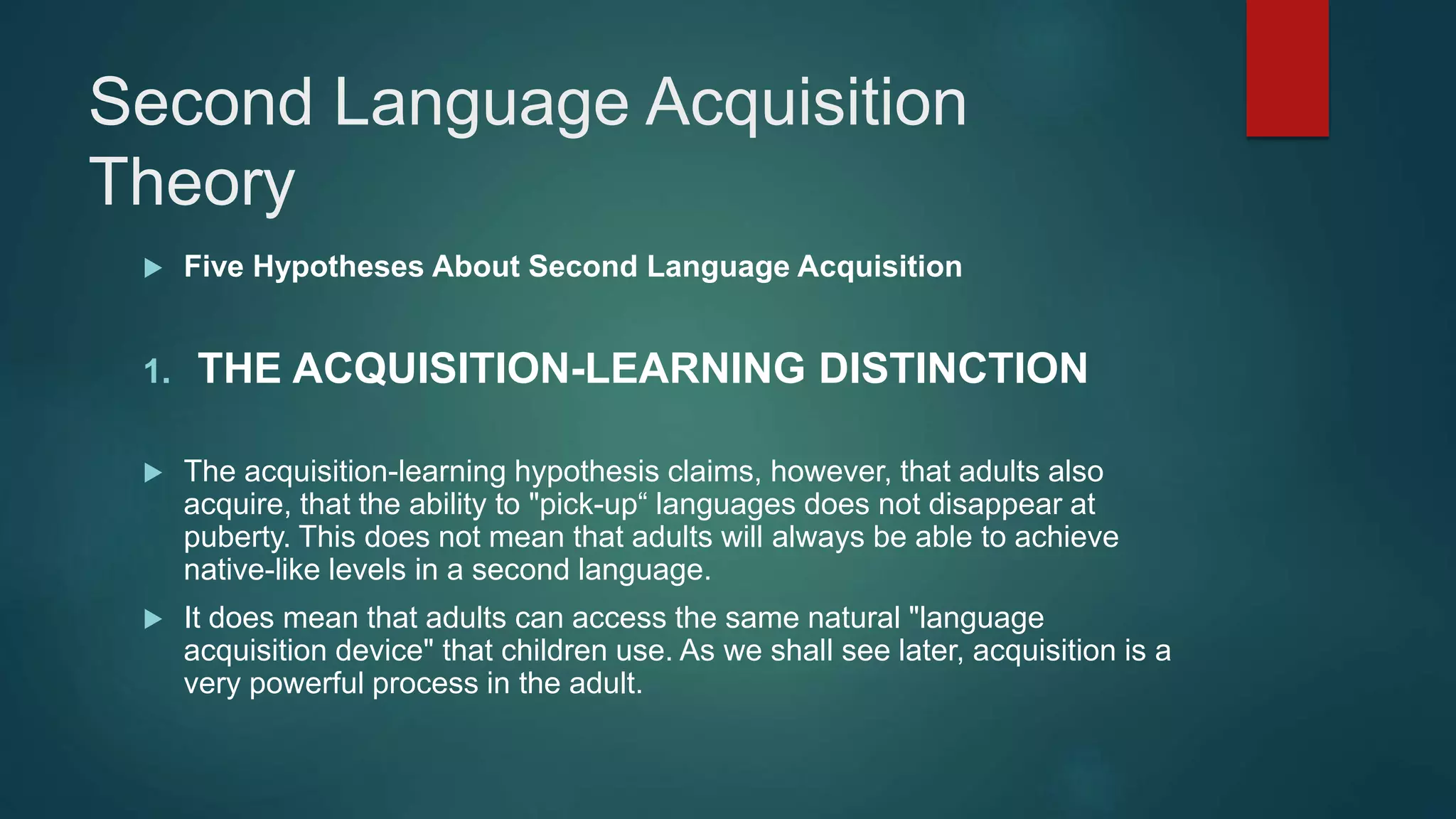 L.t.s second language acquisition theory. | PPTX