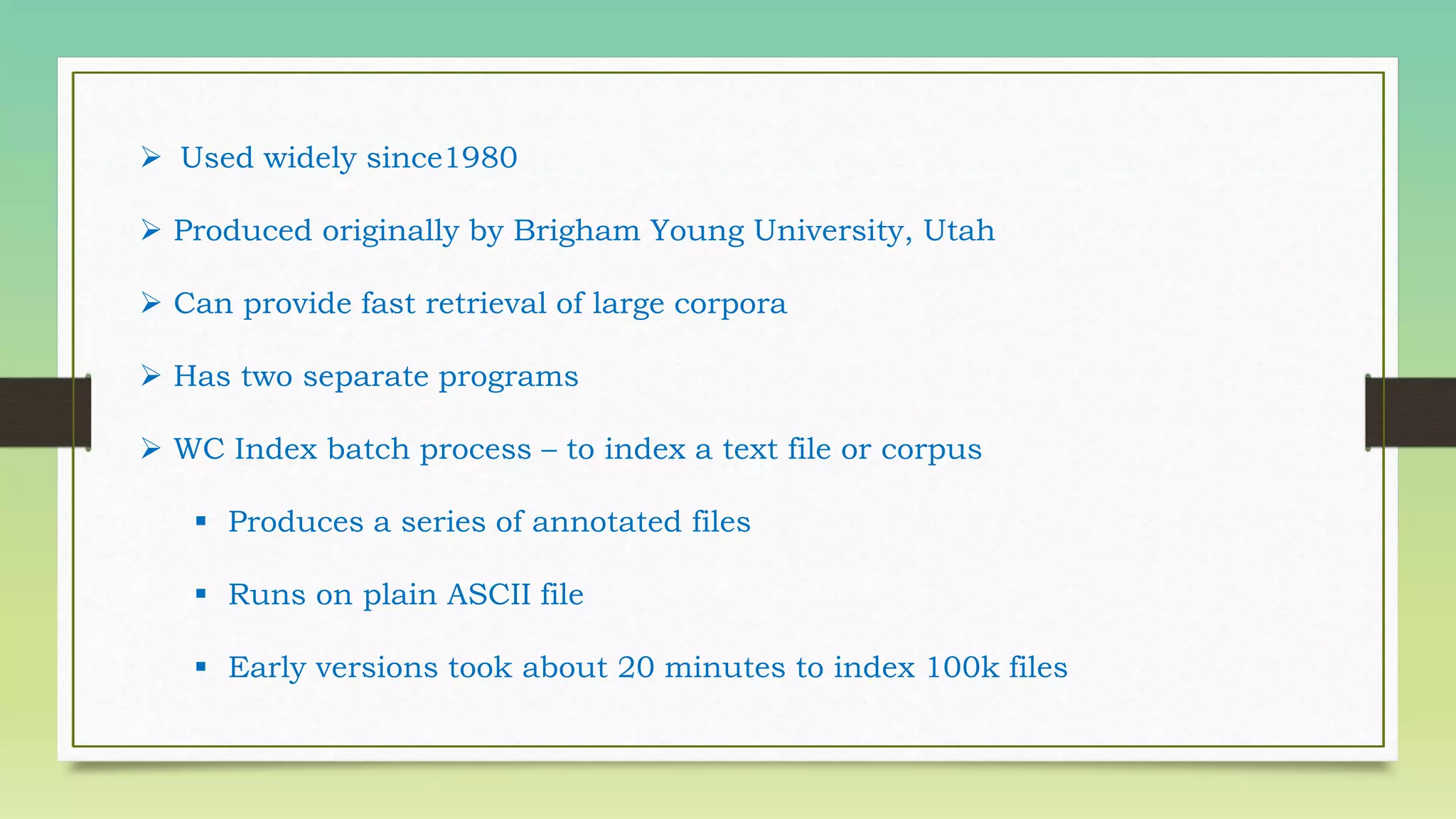Corpus Linguistics :Analytical Tools | PPTX