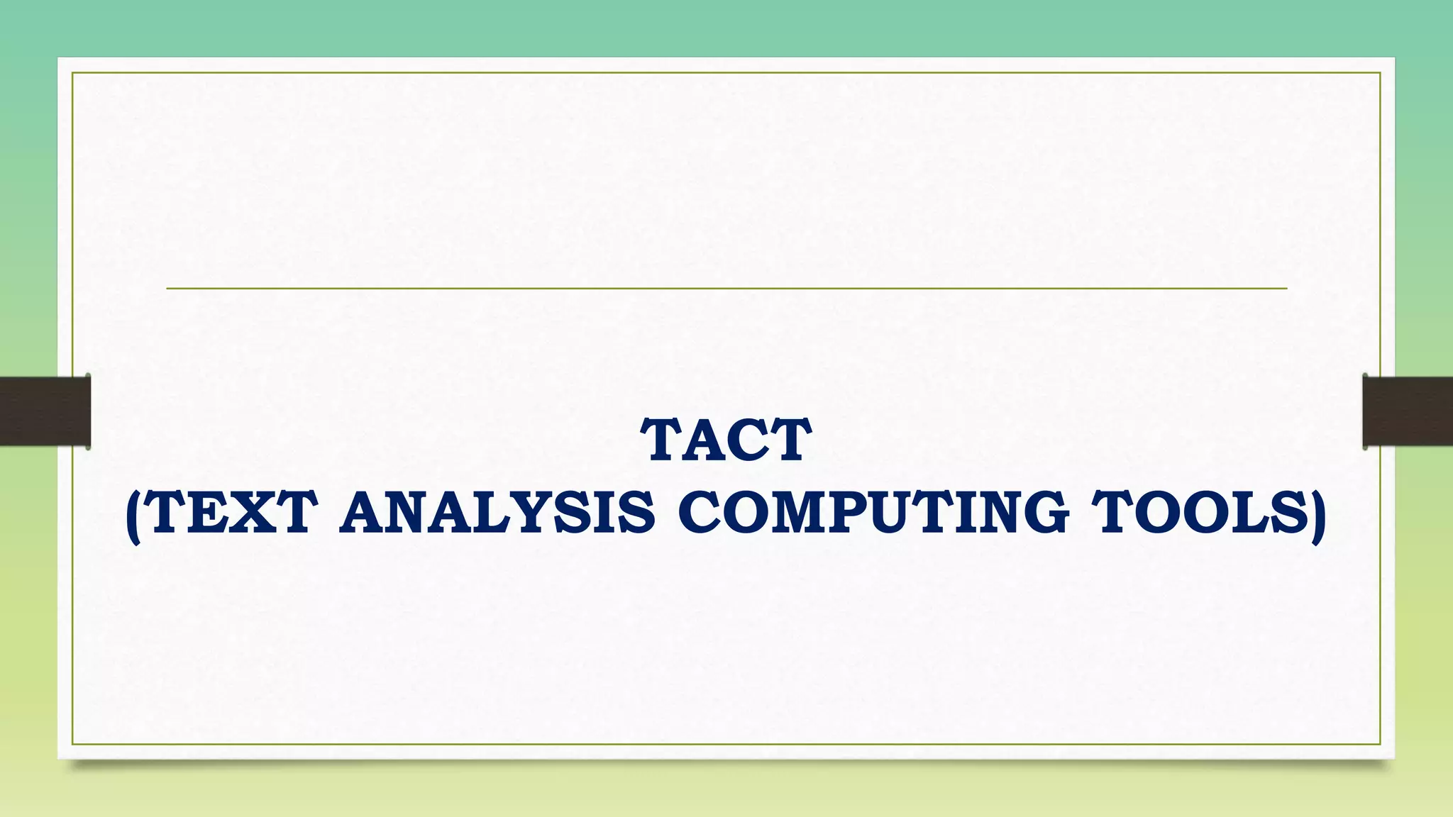 Corpus Linguistics :Analytical Tools | PPT