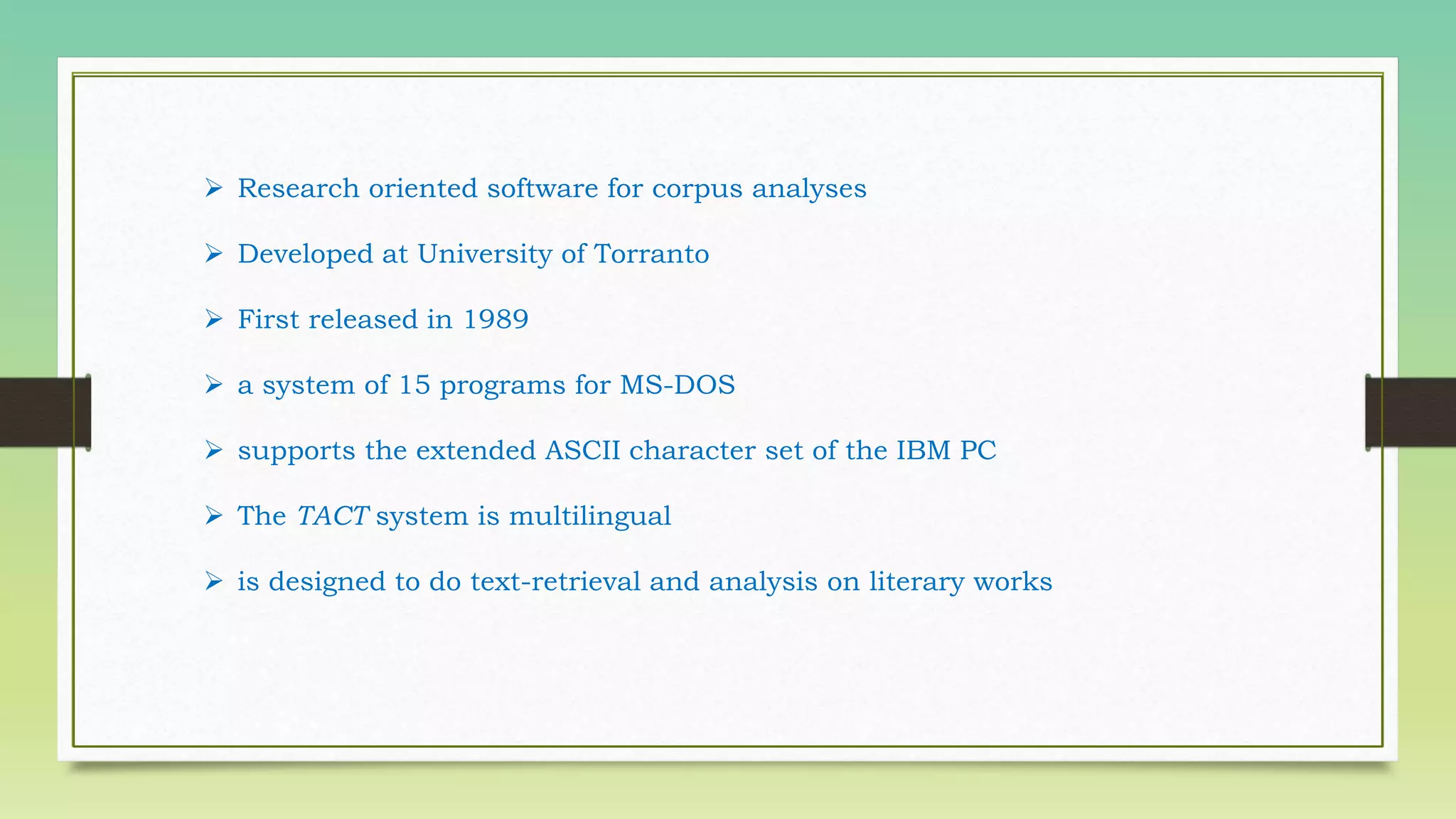 Corpus Linguistics :Analytical Tools | PPTX