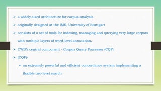 Corpus Linguistics :Analytical Tools | PPTX