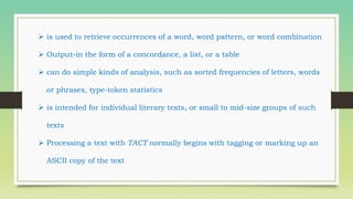 Corpus Linguistics :Analytical Tools | PPT