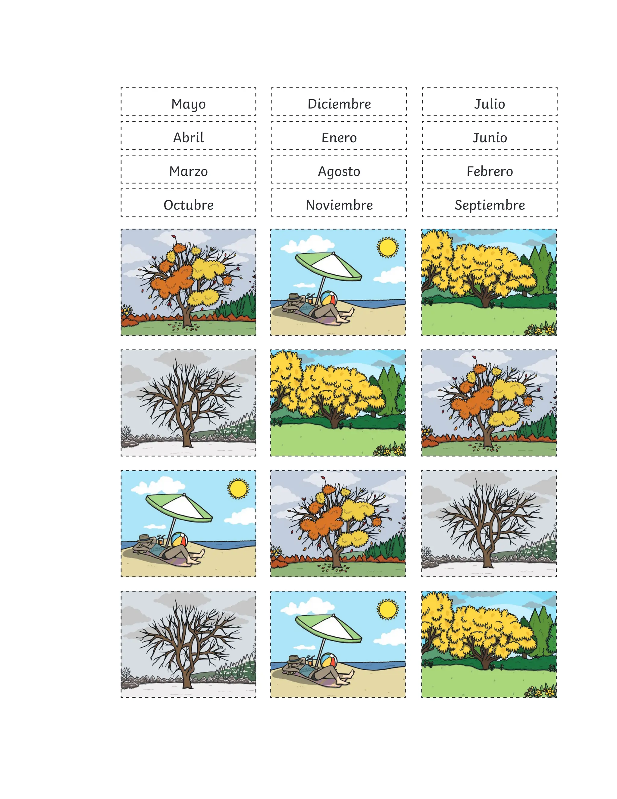 Guia de estaciones y meses del año para primero basico | PDF