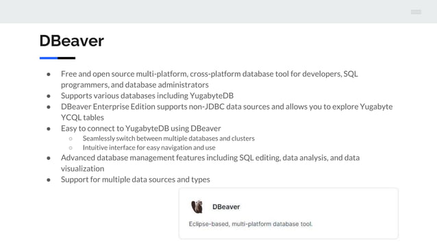 YugabyteDB Developer Tools | PPT