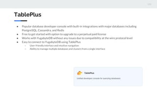 YugabyteDB Developer Tools | PPT