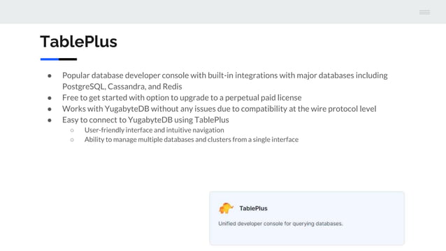 YugabyteDB Developer Tools | PPT