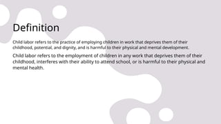 power point presentation on Child labor labor | PPT