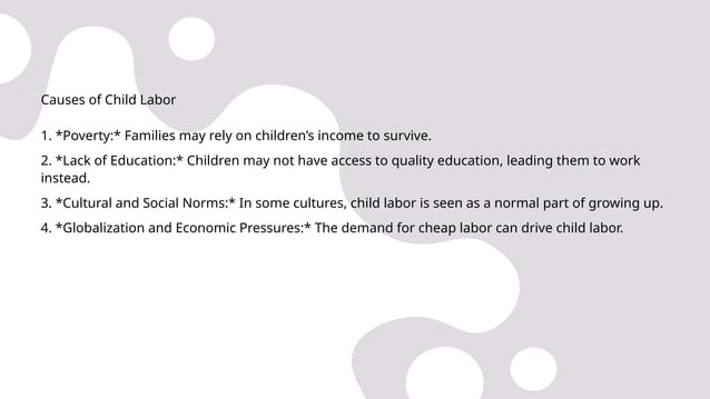 power point presentation on Child labor labor | PPT