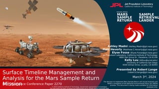Surface Time Management and Analysis for the Mars Sample Return Mission ...