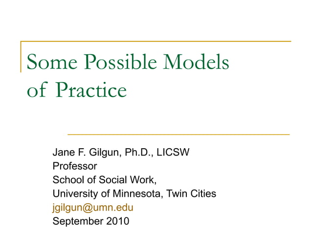 Some Social Work Models of Practice | PPT | Science