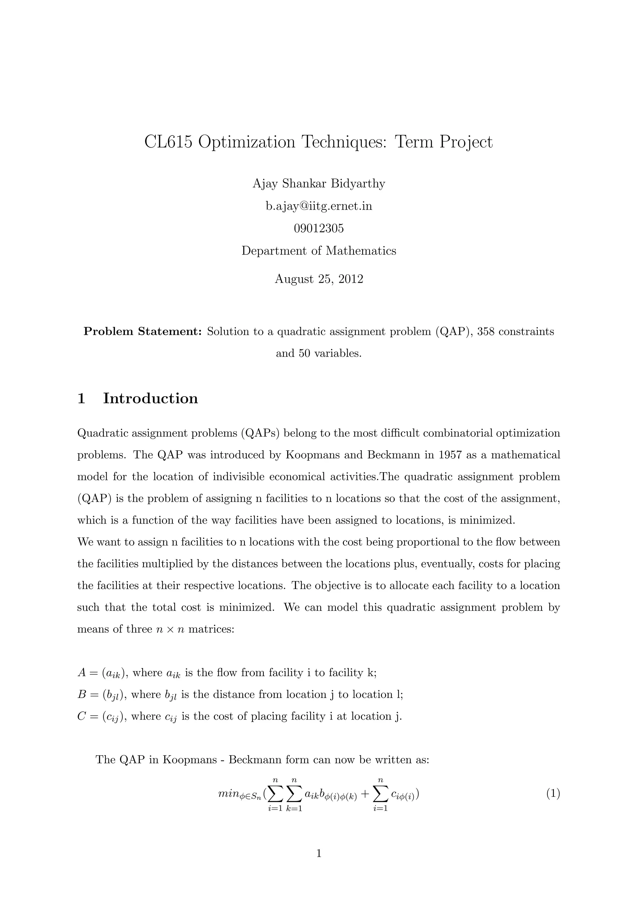 Optimization Techniques | PDF