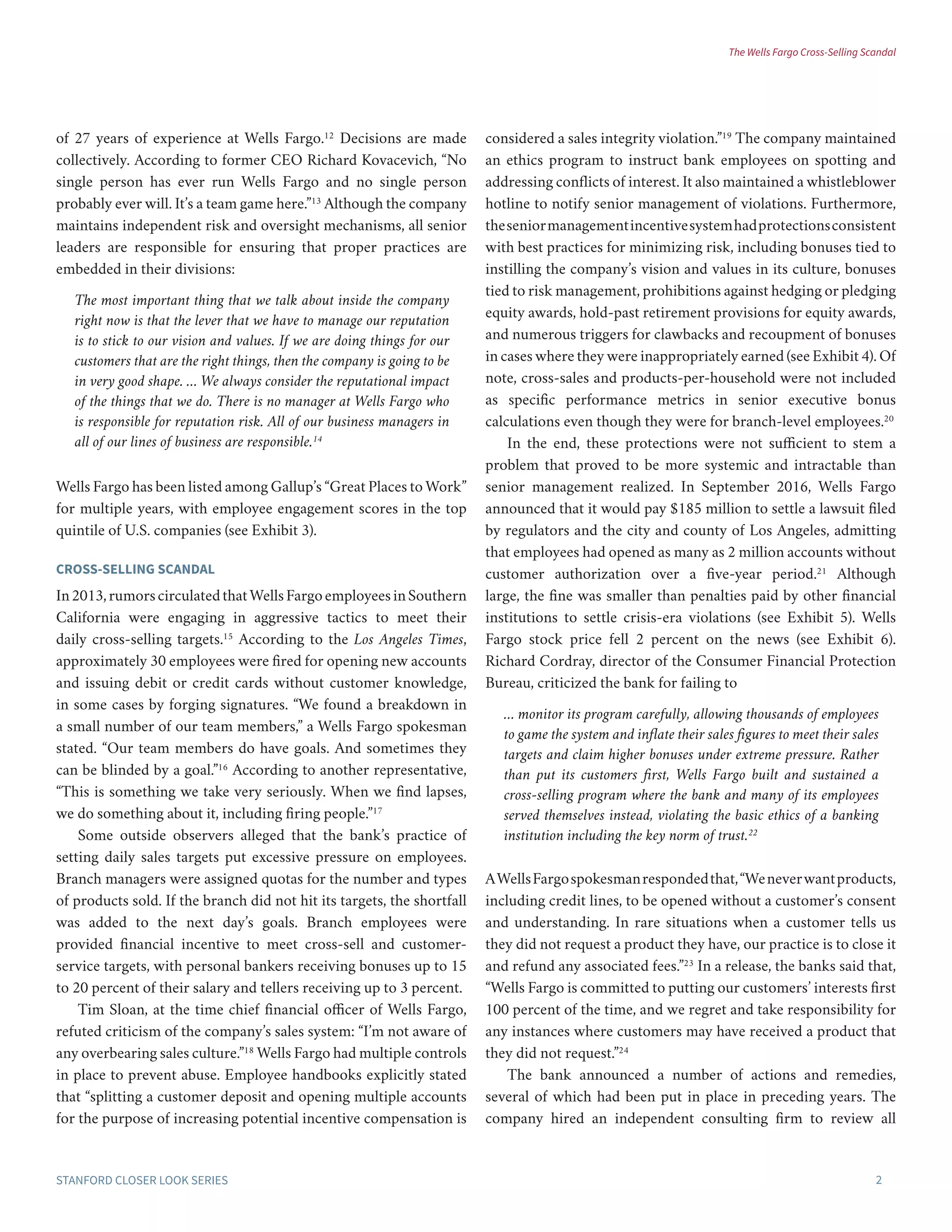 The Wells Fargo Cross-Selling Scandal | PDF