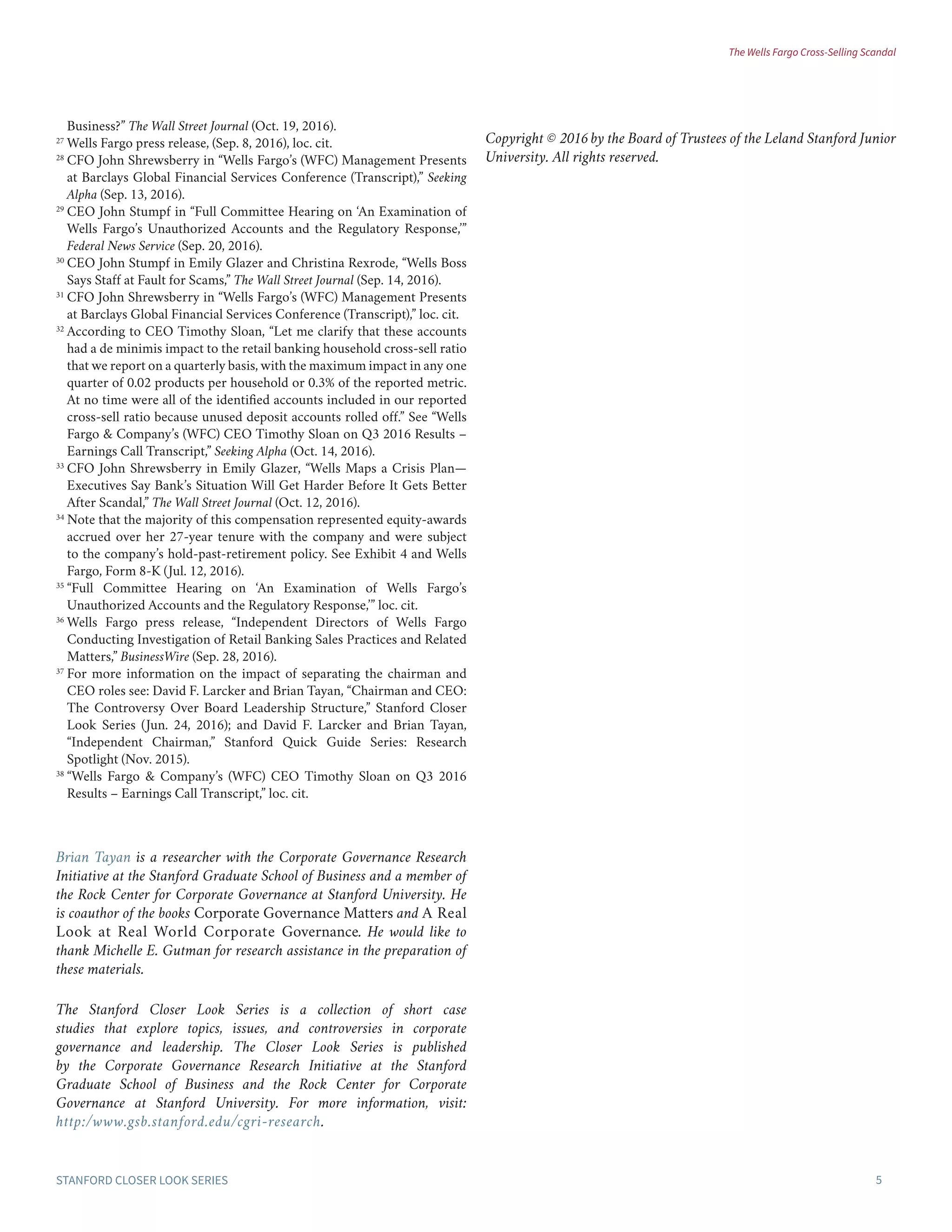 The Wells Fargo Cross-Selling Scandal | PDF