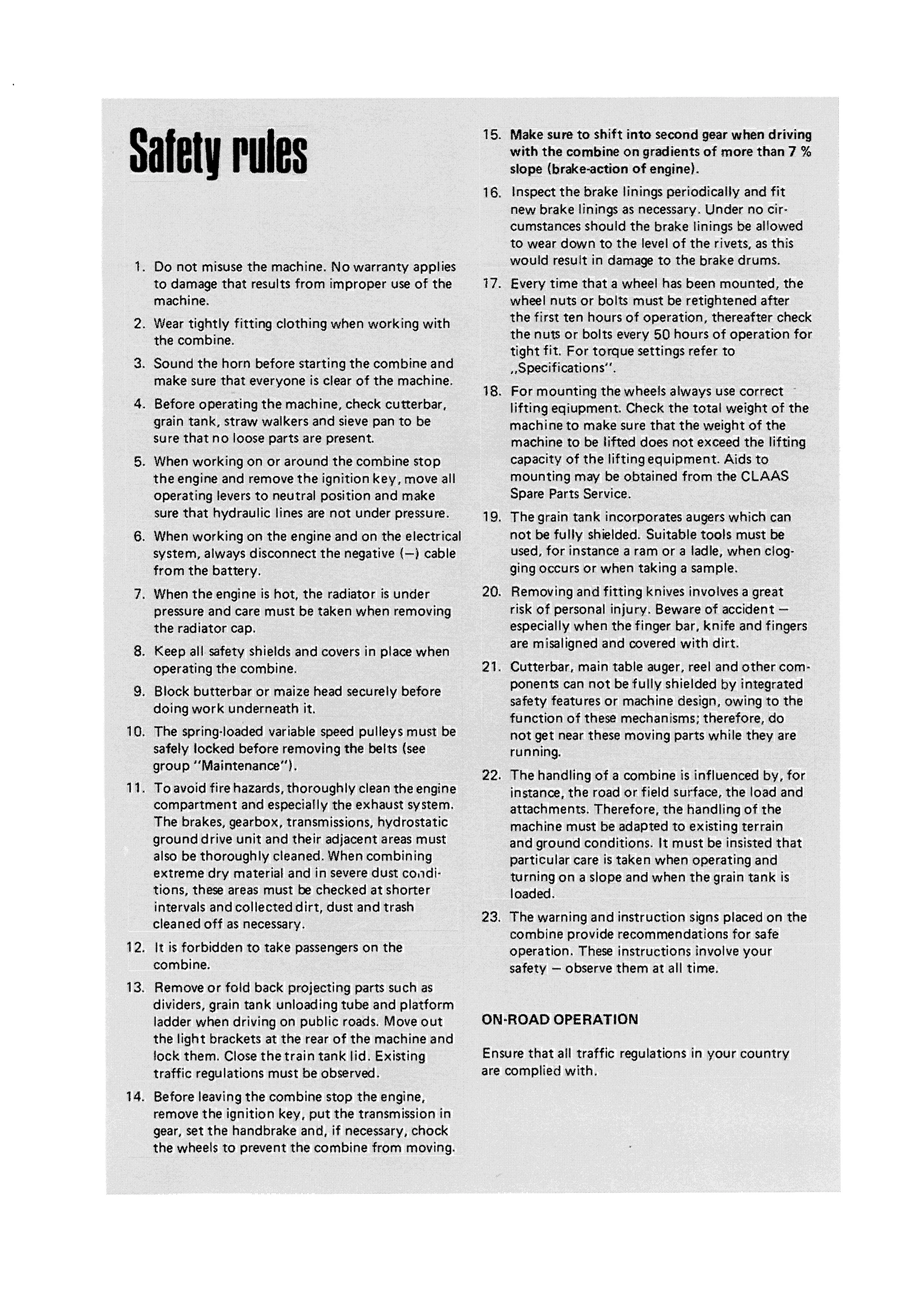 Claas Dominator Operators manual | PDF
