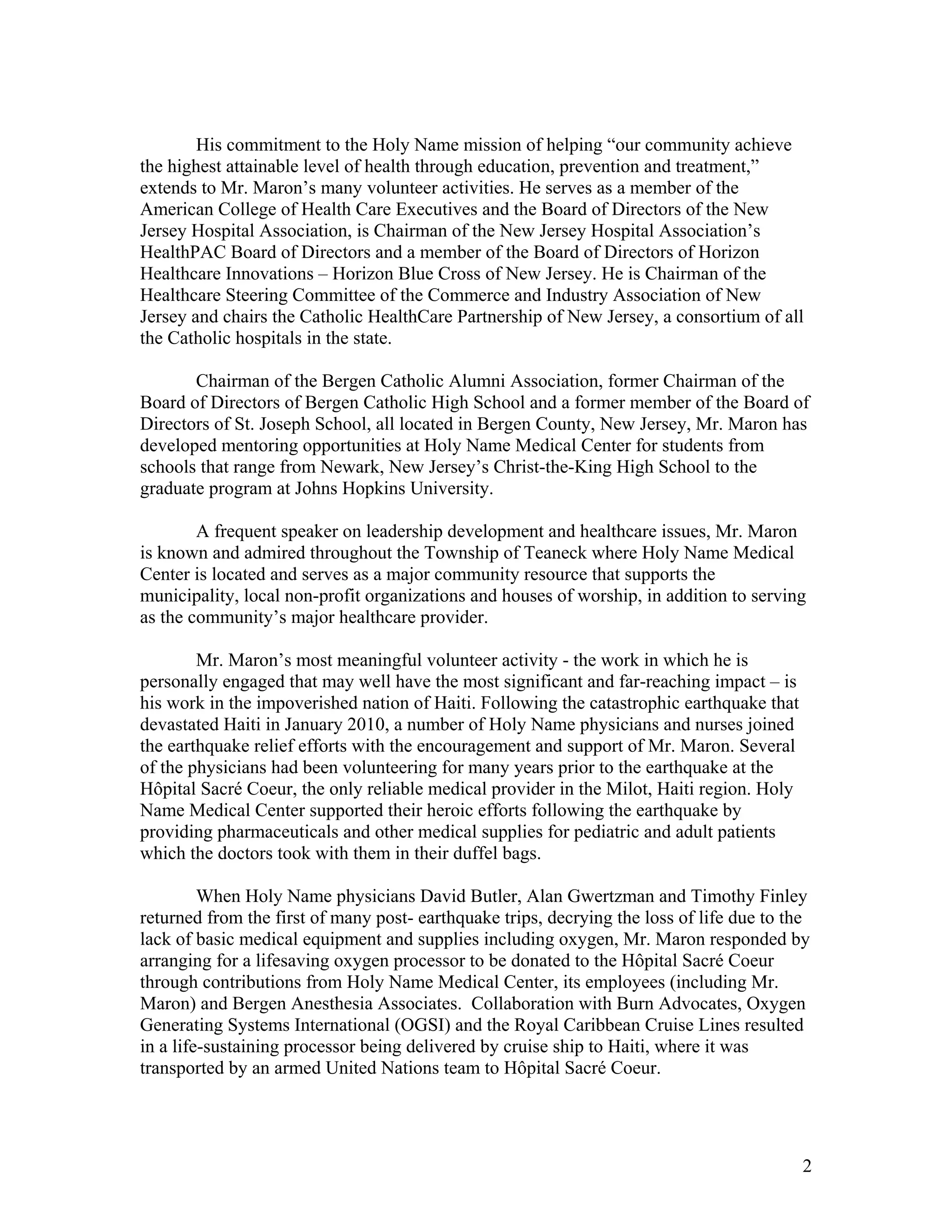 Michael Maron_Holy Name Medical Center | PDF