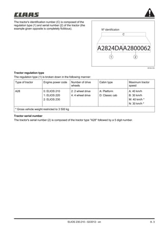 Claas Elios 230 220 210 tractor operator manual | PDF