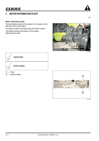 Claas Elios 230 220 210 tractor operator manual | PDF