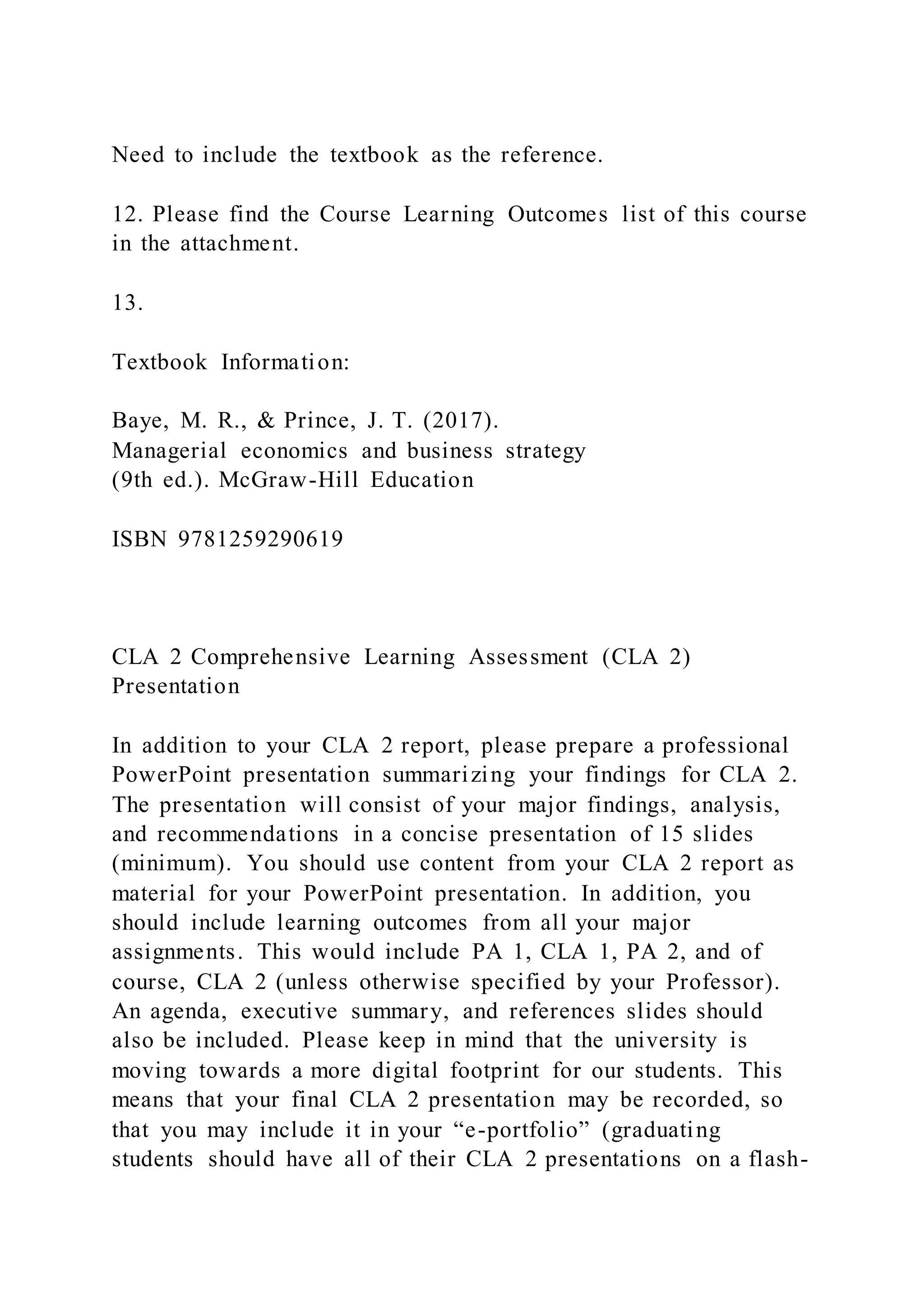 Cla 2 comprehensive learning assessment 2 – clo 2, clo 5, clo 8 p | DOCX