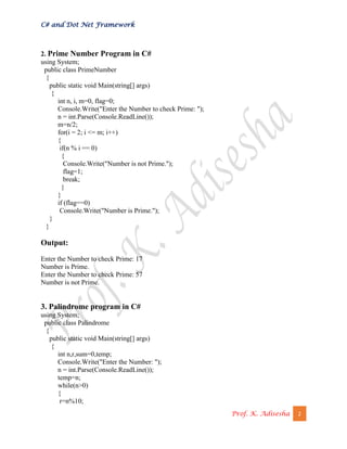 C# Lab Programs.pdf | Programming Languages | Computing