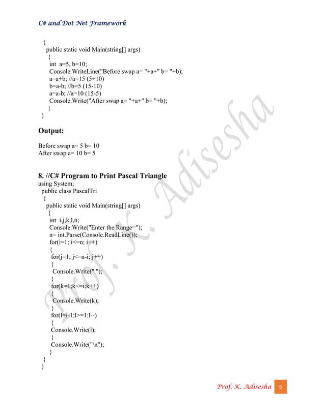 C# Lab Programs.pdf | Programming Languages | Computing
