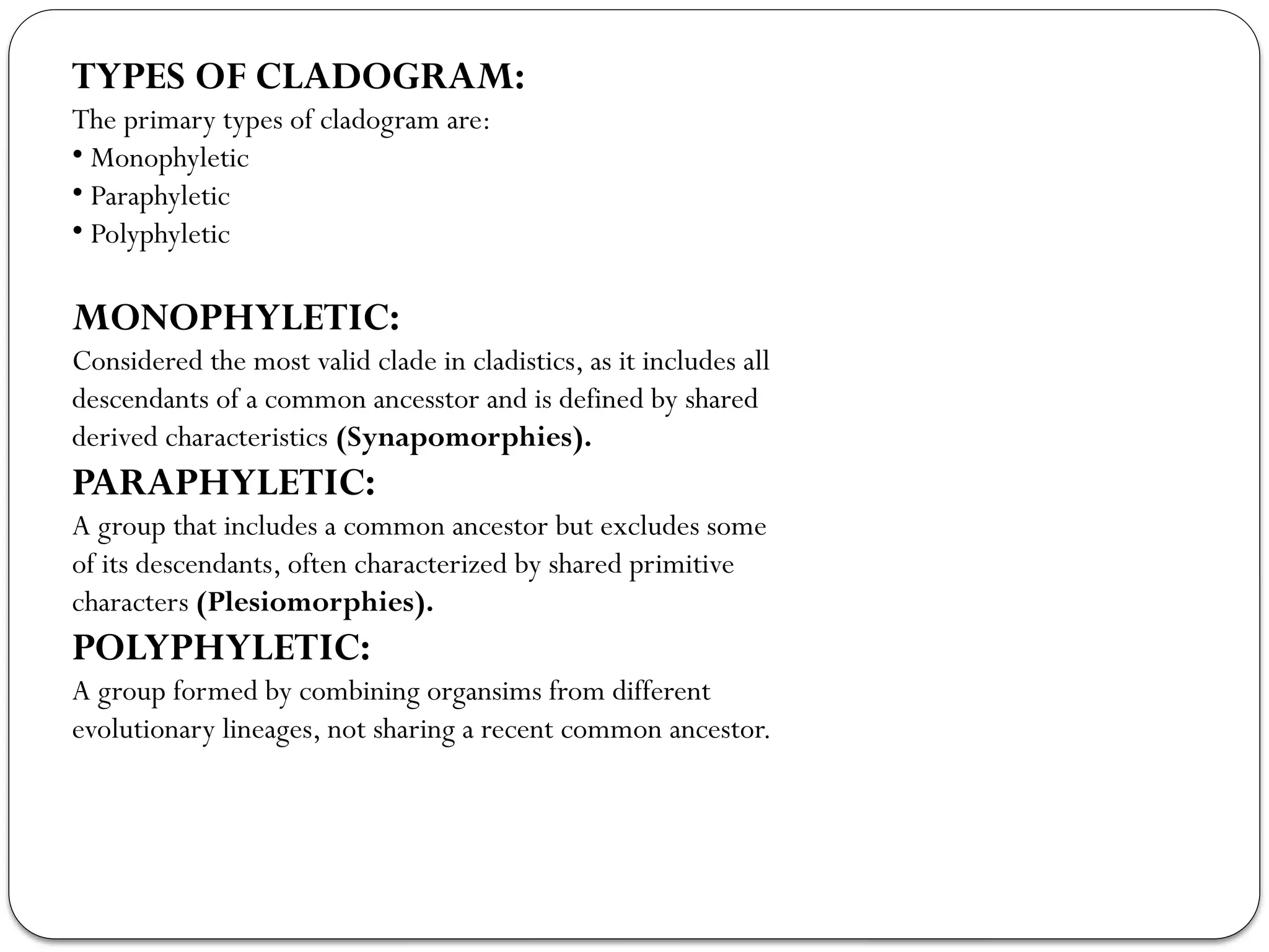 CLADOGRAM TAXONOMY................................pptx
