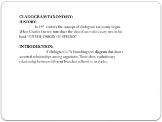 CLADOGRAM TAXONOMY................................pptx