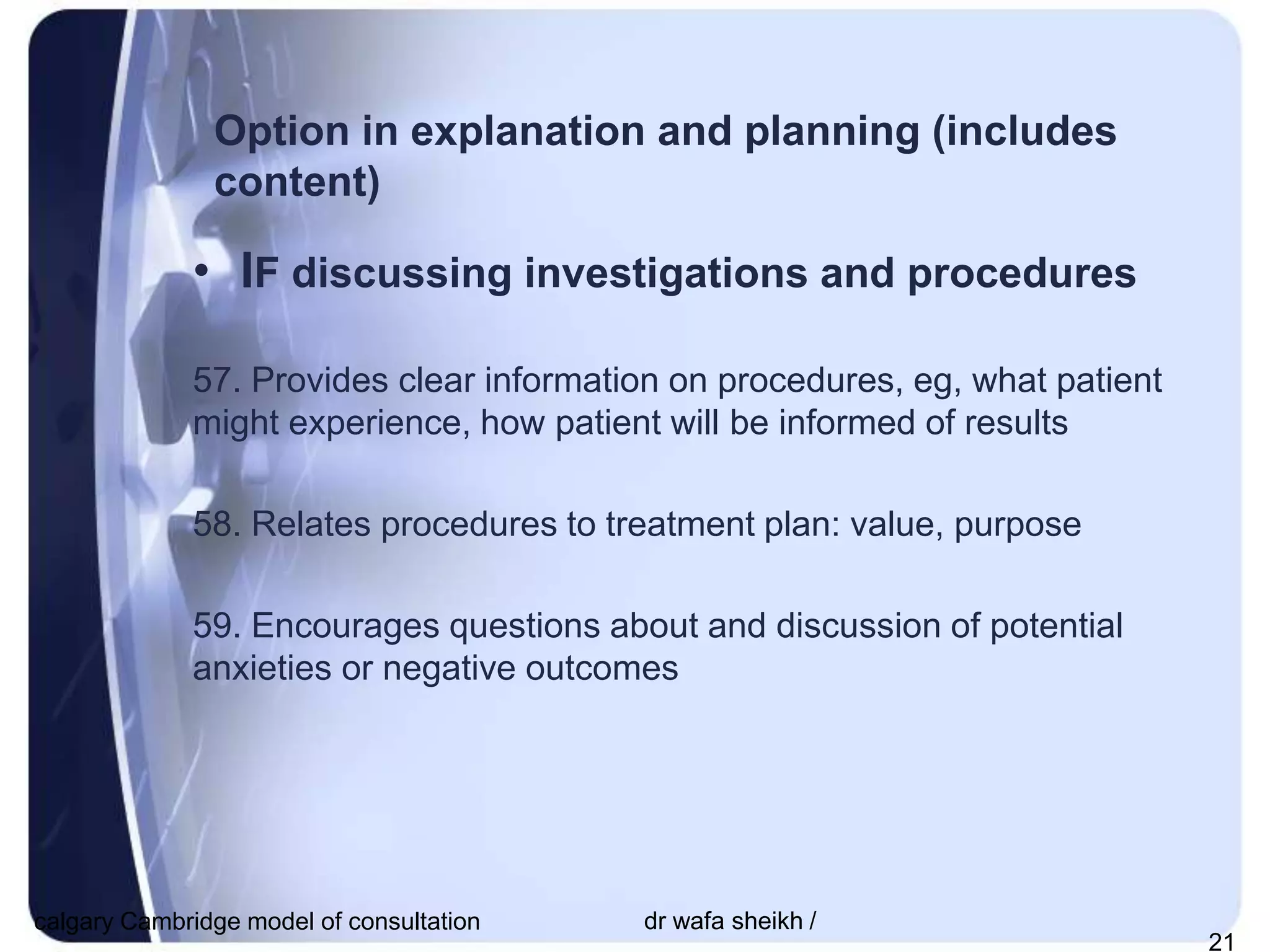 Calgary Cambridge model of consultation | PPT