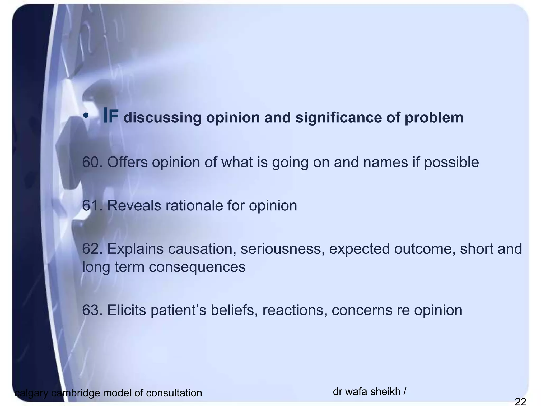 Calgary Cambridge model of consultation | PPT