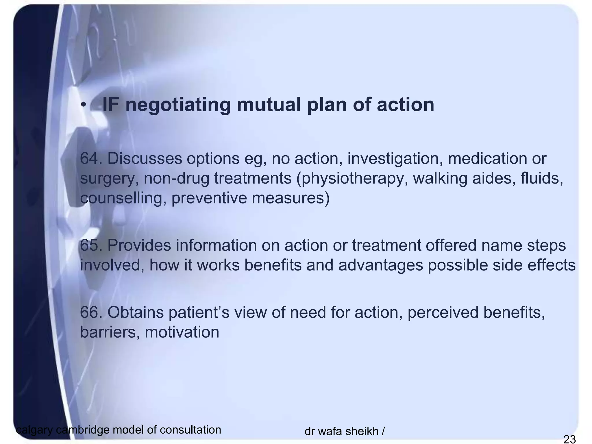 Calgary Cambridge model of consultation | PPT