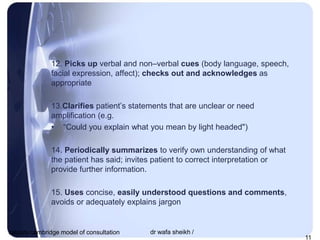 Calgary Cambridge model of consultation | PPT