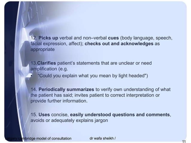 Calgary Cambridge model of consultation | PPT | Medical Health