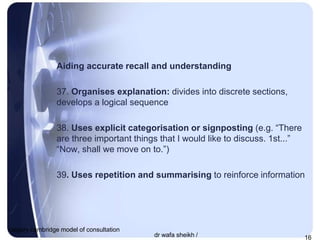 Calgary Cambridge model of consultation | PPT