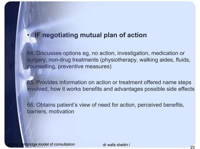 Calgary Cambridge model of consultation | PPT | Medical Health