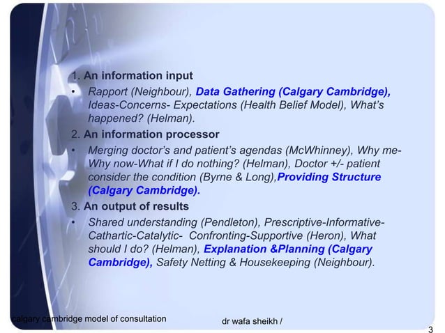 Calgary Cambridge model of consultation | PPT | Medical Health