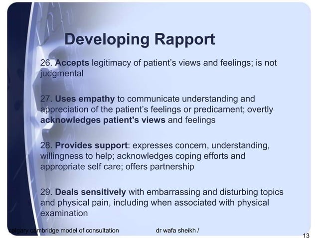Calgary Cambridge model of consultation