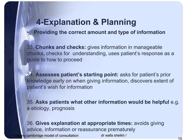 Calgary Cambridge model of consultation