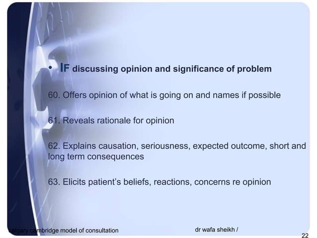 Calgary Cambridge model of consultation