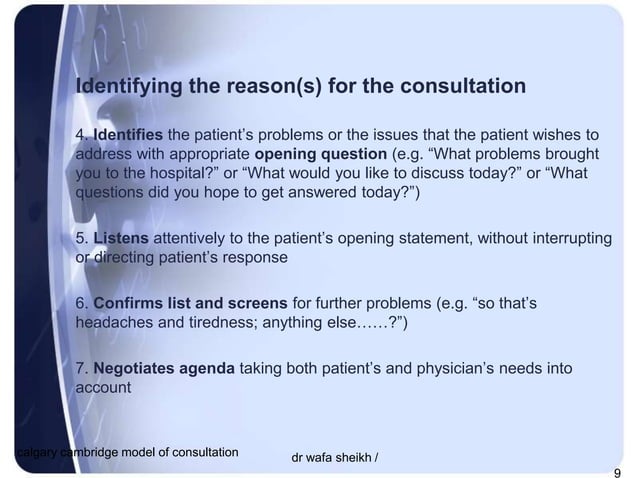 Calgary Cambridge model of consultation