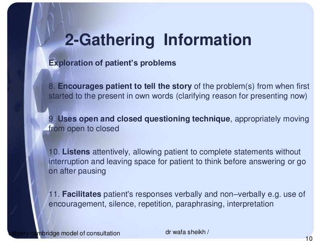 Calgary Cambridge model of consultation
