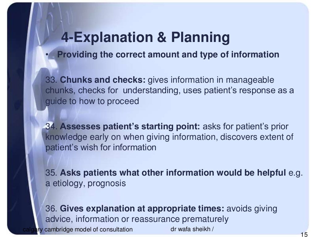 Calgary Cambridge model of consultation