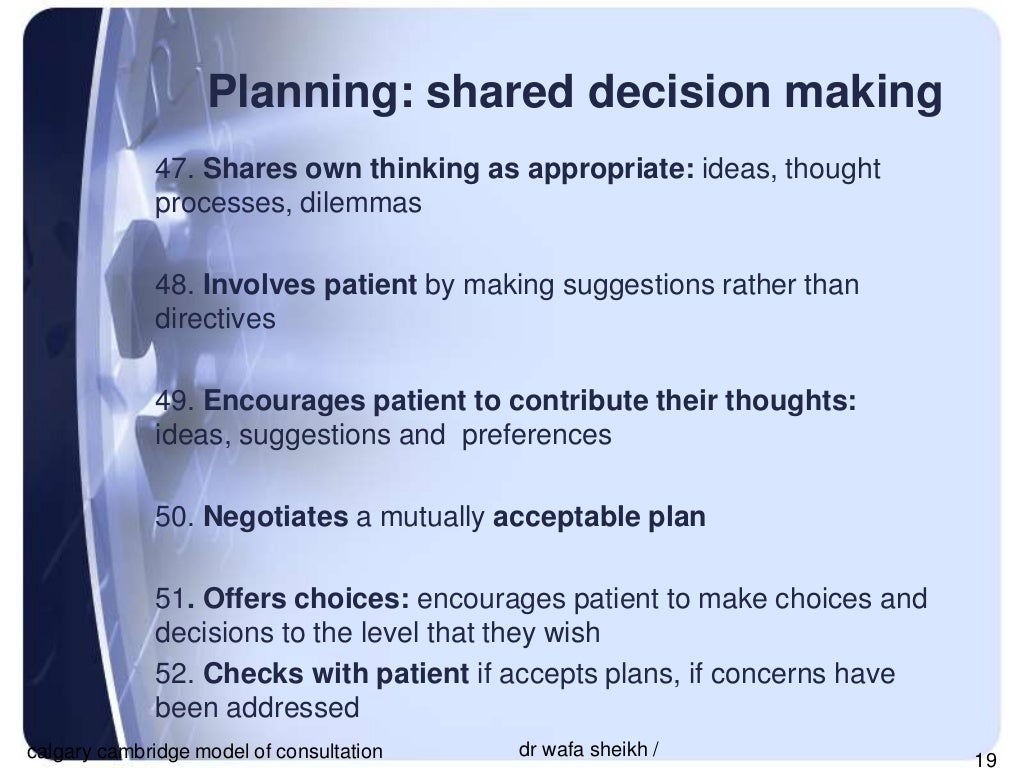 Calgary Cambridge model of consultation