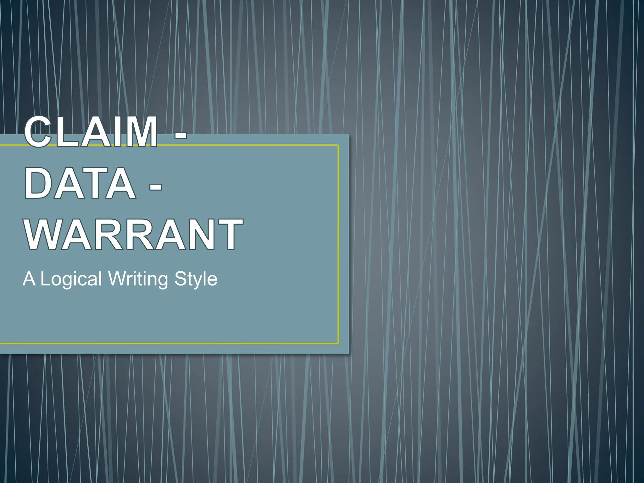 Claim-Evidence-Warrant - A lesson in high school ENGLISH | PPTX