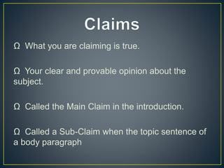Claim-Evidence-Warrant - A lesson in high school ENGLISH | PPTX