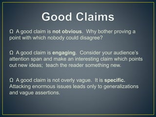 Claim-Evidence-Warrant - A lesson in high school ENGLISH | PPTX