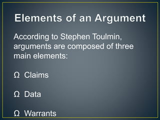 Claim-Evidence-Warrant - A lesson in high school ENGLISH | PPTX